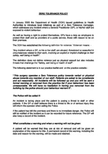 Zero Tolerance Policy – Welton Family Health Centre